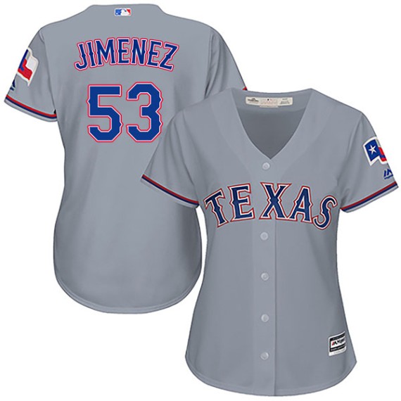 Texas Rangers A.J. Jimenez Official Gray Replica Women's Majestic Cool ...
